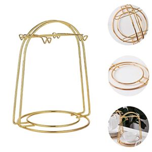 jojofuny Golden Metal Tea Mugs Display Stand 4 Hook European Style Cups Holder Tree Wrought Iron Saucer Organizer Rack for Coffee Home Jewelry Entryway Key Bar Accessories