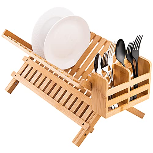 Bambüsi Bamboo Dish Drying Rack and Utensil Drying Caddy