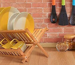 Bambüsi Bamboo Dish Drying Rack and Utensil Drying Caddy