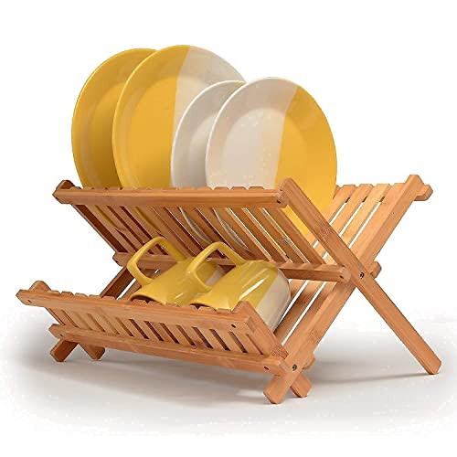 Bambüsi Bamboo Dish Drying Rack and Utensil Drying Caddy