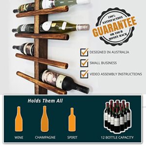 Wall Mounted Wine Rack 12 Bottles, Wine Rack Wall Made from Solid Wood by Syle homewares. Perfect for Any Wine Lover, Compact Design for Any Decor