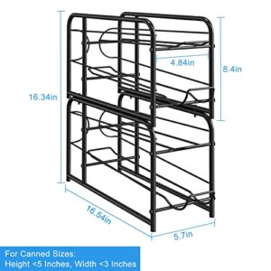 Can Organizer for Pantry 2 Pack Stackable Can Storage Dispenser Rack Canned Food Holder for Refrigerator Kitchen Cabinet, Black