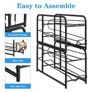 Can Organizer for Pantry 2 Pack Stackable Can Storage Dispenser Rack Canned Food Holder for Refrigerator Kitchen Cabinet, Black