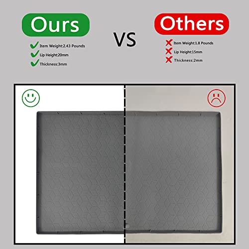 VDGPWA 34" x 22" Silicone Under Sink Mat, Waterproof Cabinet Protector & Drip Tray Liner for Bathroom Kitchen Gray