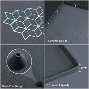 VDGPWA 34" x 22" Silicone Under Sink Mat, Waterproof Cabinet Protector & Drip Tray Liner for Bathroom Kitchen Gray