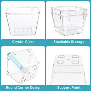 Vtopmart 25 PCS Clear Plastic Drawer Organizers Set, 4-Size Versatile Bathroom and Vanity Drawer Organizer Trays, Storage Bins for Makeup, Bedroom, Kitchen Gadgets Utensils and Office