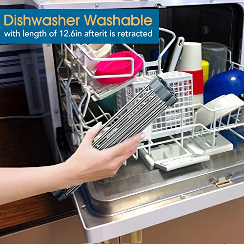 FHYNUI Roll Up Dish Drying Rack Over The Sink, 12.6"x22.9" Adjustable Foldable Sink Rack Stainless Steel Multipurpose Dish Drainer Drying Mat for Kitchen Counter with Cup Holder