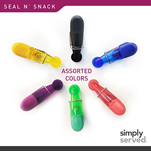 Simply Served Seal N Snack Multipurpose Clips Food Saving Chip Bag Sealers with Magnet Backs, 16 Pack, Colors may vary