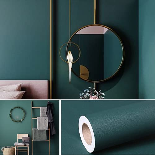 Peel and Stick Dark Oliver Green Wallpaper Matte Texture Sticker Decorative Adhesive Vinyl for Drawer Cabinet Shelf Liners Waterproof Removable (Dark Oliver Green, 15.8X100inch)