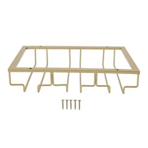 FECAMOS Wine Glass Rack, Upside Down Wine Rack Easy to Install Under Cabinet 3 Rows with Screws for Restaur for Bars(Gold)