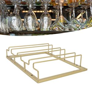 FECAMOS Wine Glass Rack, Upside Down Wine Rack Easy to Install Under Cabinet 3 Rows with Screws for Restaur for Bars(Gold)