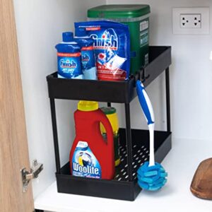 Under cabinet storage bathroom organizer - ideal for under sink and under counter. Stylish, for kitchens, closets, bathrooms, offices, and any space needing organizing! Plastic and easy to clean!