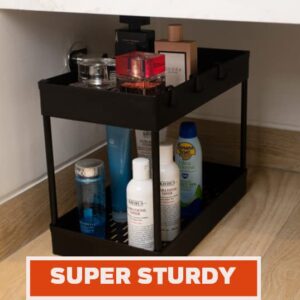 Under cabinet storage bathroom organizer - ideal for under sink and under counter. Stylish, for kitchens, closets, bathrooms, offices, and any space needing organizing! Plastic and easy to clean!