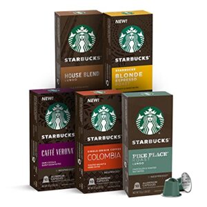 starbucks by nespresso variety pack coffee (50-count single serve capsules, compatible with nespresso original line system)