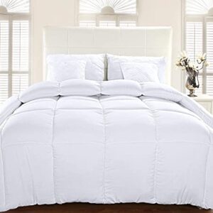 Utopia Bedding Comforter Duvet Insert - Quilted Comforter with Corner Tabs - Box Stitched Down Alternative Comforter (Queen, White)