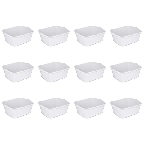 Sterilite 18-Quart Dish Pan, White, 12-Pack