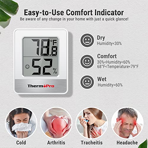 ThermoPro TP49 Digital Hygrometer Indoor Thermometer Humidity Meter Room Thermometer with Temperature and Humidity Monitor Mini Hygrometer Thermometer