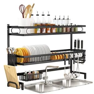 becele dish rack,3 tier dish drying drainer rack,ideal for kitchen organizer with one over the sink drainer,cutboard stand,utensils holder,gift for housewarming,christmas,thanksgiving