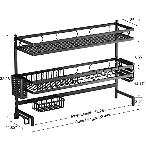 BeCeLe Dish Rack,3 Tier Dish Drying Drainer Rack,Ideal for Kitchen Organizer with One Over The Sink Drainer,Cutboard Stand,Utensils Holder,Gift for Housewarming,Christmas,Thanksgiving