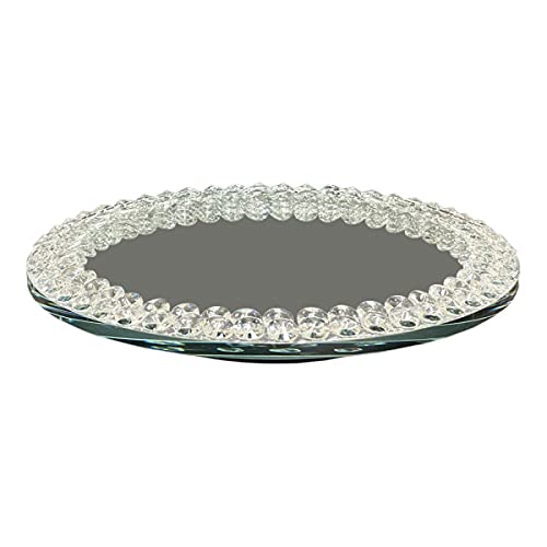 Amazing Rugs LAZSUS1120 Ambrose Exquisite Lazy Susan Mirrored Spinning Tray44; White