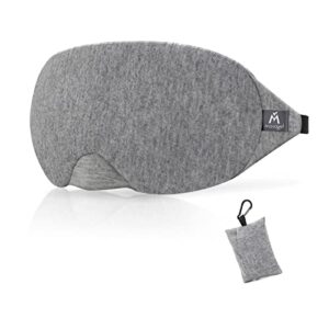 mavogel cotton sleep eye mask – updated design light blocking sleep mask, soft and comfortable night eye mask for men women, eye blinder for travel/sleeping/shift work, includes travel pouch, grey