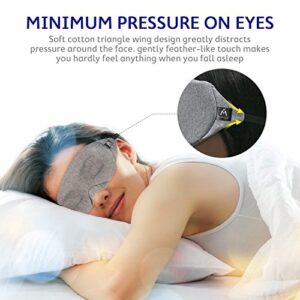 Mavogel Cotton Sleep Eye Mask - Updated Design Light Blocking Sleep Mask, Soft and Comfortable Night Eye Mask for Men Women, Eye Blinder for Travel/Sleeping/Shift Work, Includes Travel Pouch, Grey