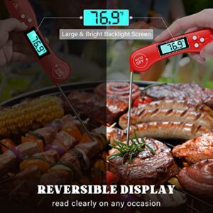 DOQAUS Digital Meat Thermometer, Instant Read Food Thermometer for Cooking, Kitchen Thermometer Probe with Backlit & Reversible Display, Cooking Thermometer Temperature for Turkey Grill BBQ Candy