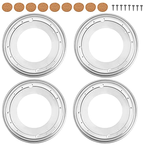 HOIGON 4 Pack 12 Inch Lazy Susan Hardware with Mounting Screws and Cork Spacers, 5/16" Thick 360 Degree Rotating Turntable Bearings, Round Lazy Susan Bearing Hardware Turntable Swivel Plate