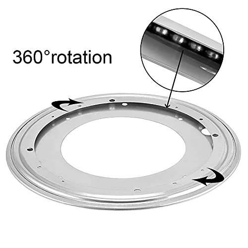 HOIGON 4 Pack 12 Inch Lazy Susan Hardware with Mounting Screws and Cork Spacers, 5/16" Thick 360 Degree Rotating Turntable Bearings, Round Lazy Susan Bearing Hardware Turntable Swivel Plate