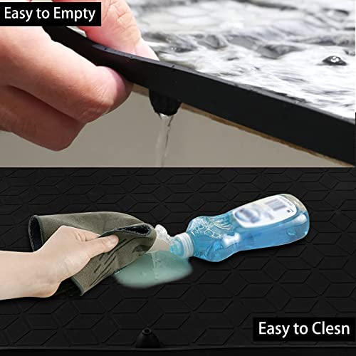 Under Sink Mat, 34" x 22" Under Sink Mats for Kitchen Waterproof, Extra Thick Non-Slip Silicone Under Sink Liner Drip Tray, Sink Cabinet Protector Mats for Kitchen and Bathroom, Easy to Clean (Black)