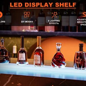 Oarlike LED Liquor Bottle Display Shelf 32 inch Acrylic Lighted Bar Shelf with RF Remote Controller for Home Commercial Bar Floating Wall Mounted Display Shelves 2 Pieces