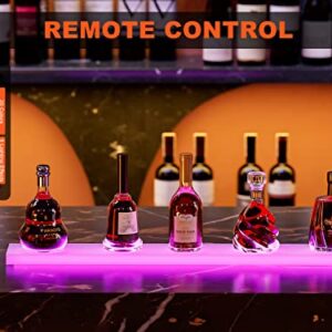 Oarlike LED Liquor Bottle Display Shelf 32 inch Acrylic Lighted Bar Shelf with RF Remote Controller for Home Commercial Bar Floating Wall Mounted Display Shelves 2 Pieces