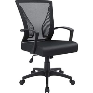 furmax office chair mid back swivel lumbar support desk chair, computer ergonomic mesh chair with armrest (black)