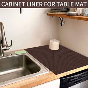 HooTown Shelf Liner Kitchen Cabinet Drawer Mats 17.5 Inch Wide x 6.5 Feet Long, Non Skid EVA Plastic Washable Oil Proof Pad for RV Drawer, Dish Plate Slippery Protection,Coffee