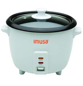 imusa usa gau-00011 electric nonstick rice cooker 3-cup (uncooked) 6-cup (cooked), white