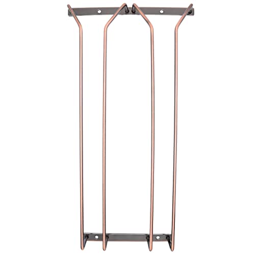 ZOOHOT 40.5cm Copper Wine Glass Rack, Stemware Rack, Wire Hanging Rack, Under Cabinet Metal Wine Glass Holder (2 Rows, 1 Pack)