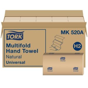 tork multifold hand towel natural h2, universal, 100% recycled fibers, 16 x 250 sheets, mk520a