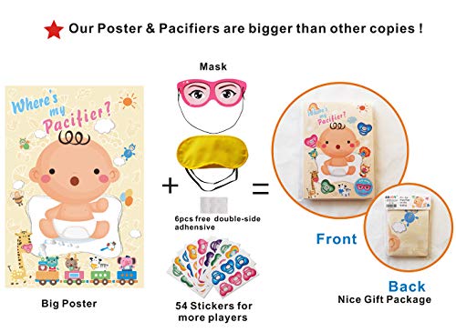 Pin the Pacifier on the Baby Game - Baby Shower Party Favors and Game - Pin the Dummy on the Baby Game