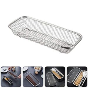 DOITOOL Mesh Silverware Tray for Drawer, Tableware Utensil and Cutlery Drawer Organizer, Small Flatware Tray Organizer for Kitchen, Office, Bathroom Supplies (Silver)