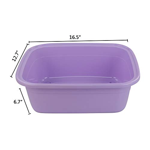 Obstnny 16 Quart Plastic Dish Pan, 16.5"x12.7"x6.7", Set of 2