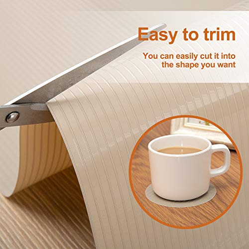 SinhRinh Drawer and Shelf Liner, 17.5IN x 10FT Non Slip Non Adhesive Cabinet Liner for Kitchen and Desk - Beige Ribbed