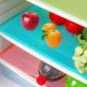 10 pcs refrigerator mats, washable mats covers pads, refrigerator mats liner waterproof oilproof size adjustable for drawers shelves cabinets storage kitchen (2 pink + 2 green + 2 blue + 4 white)