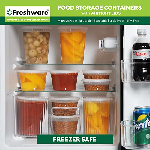 Freshware Food Storage Containers [50 Set] 16 oz Plastic Deli Containers with Lids, Slime, Soup, Meal Prep Containers | BPA Free | Stackable | Leakproof | Microwave/Dishwasher/Freezer Safe