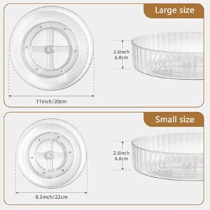 Varnmrop Lazy-Susan Turntable-Organizer Clear-Spice Cabinet-Organizer - Pantry Organization and Storage for Snack, Condiments, Pantry, Vanity, 8.5-Inch and 11-Inch, 2-Pack