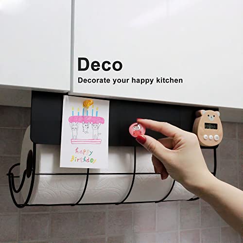 LURS Paper Towel Holder with Kitchen Magnet Board Under Cabinet for Kitchen, Large Size Rolls, Paper Towels Bulk, Kitchen towl Rack with Bulletin Board (Black)