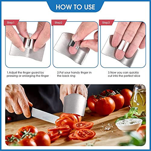 6PCS Finger Protector for Cutting Food,Finger Guard for Cutting Vegetables,Finetaur Finger Guard,Stainless Steel Finger Protector, Finger Guard for Safe to Slice Cutting Vegetables Fruit