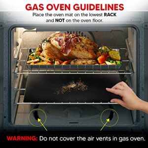 2 Pack Large Thick Heavy Duty Non Stick Teflon Oven Liners Mat, 17"x 25" BPA and PFOA Free, for bottom of Electric Oven Gas Oven Microwave Charcoal or Gas Grills