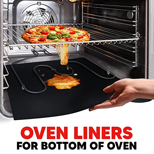 2 Pack Large Thick Heavy Duty Non Stick Teflon Oven Liners Mat, 17"x 25" BPA and PFOA Free, for bottom of Electric Oven Gas Oven Microwave Charcoal or Gas Grills