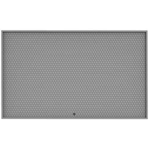 Jifunull Under Sink Mat for Kitchen Cabinet, 34" x 22" Silicone Waterproof Under Sink Tray with Drain Hole, Liner Protector for Kitchen, Bathroom and Laundry Room, Hold Up to 2 Gallons, Grey