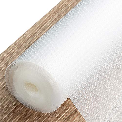 SinhRinh Shelf Liner, Non-Adhesive Drawer Liner, Double Sided Non-Slip Cabinet Liner 17.5IN x 20FT Cuttable and Washable for Kitchen, Shoe Rack and Refrigerator - Clear